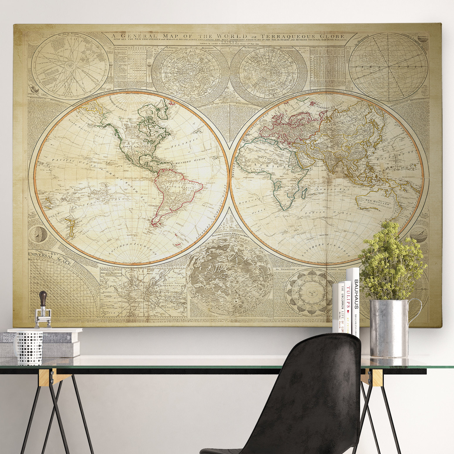 Wexford Home 'Vintage World Map II' Graphic Art Print on Wrapped Canvas in Beige & Reviews | Wayfair